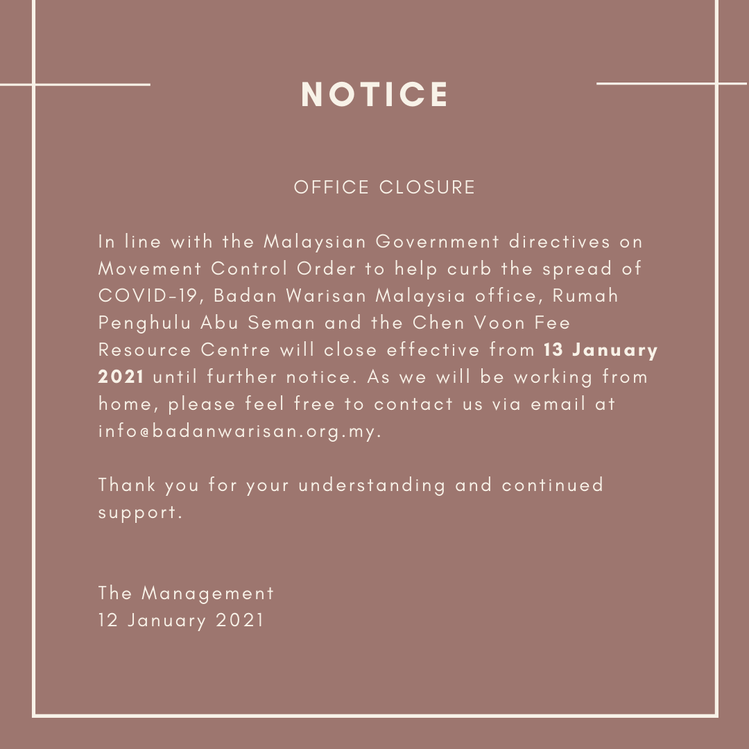 Notice of Office Closure « © 2025 BADAN WARISAN MALAYSIA. All rights ...