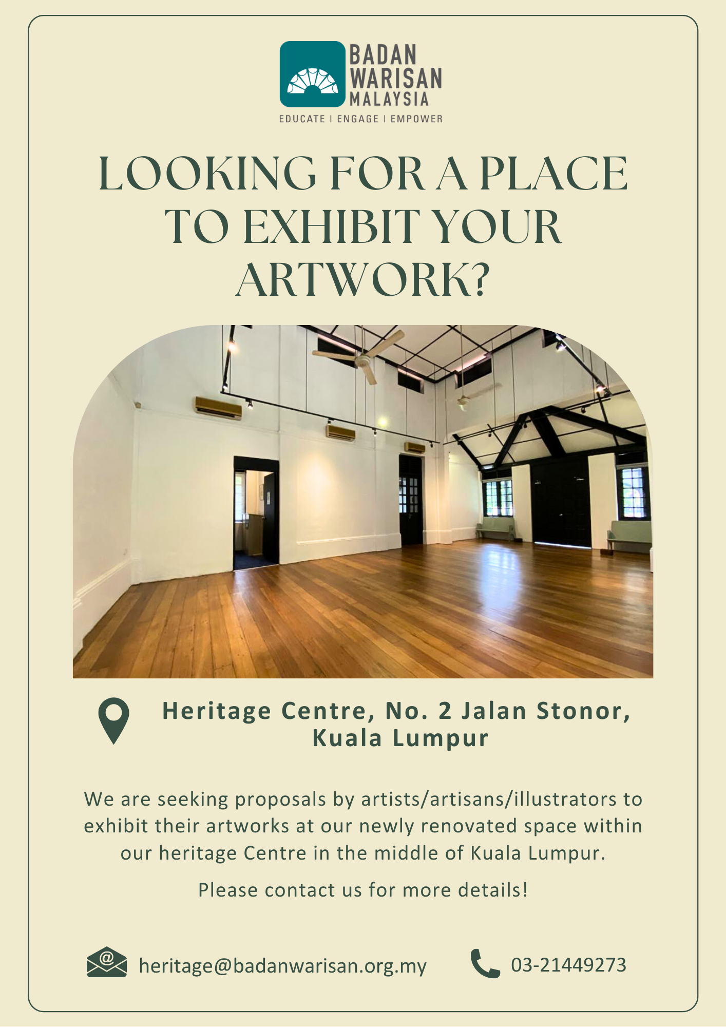 Exhibition Space @ No. 2 Stonor « © 2026 BADAN WARISAN MALAYSIA. All ...